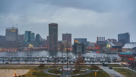 Day to night timelapse of Baltimore skyl... | Stock Video | Pond5