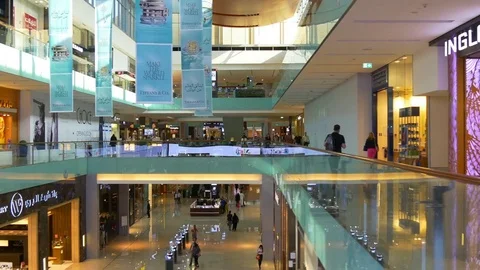day time dubai mall hall second floor pa... | Stock Video | Pond5