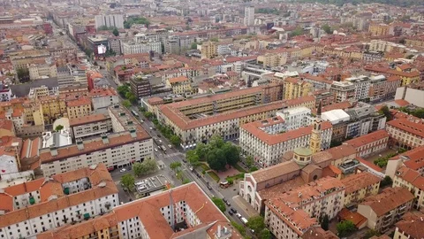 day time milan cityscape rooftops aerial... | Stock Video | Pond5