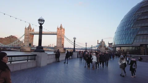 Day view with crowd of Londoner people a... | Stock Video | Pond5