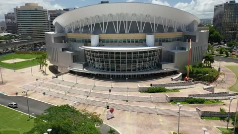Daytime view of the Coliseo de Puerto Ri... | Stock Video | Pond5