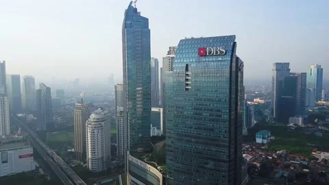 DBS bank office building with skyscraper... | Stock Video | Pond5