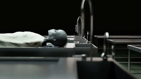 The dead alien in the morgue on the tabl... | Stock Video | Pond5