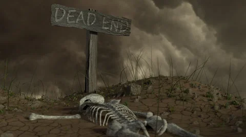 Dead End Sign with Skeleton Tilt-up | Stock Video | Pond5