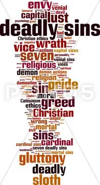 Deadly sins word cloud: Graphic #49679085