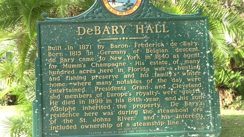 Debary hall historical information sign... | Stock Video | Pond5