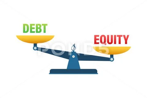 Debt and equity balance on the scale. Balance on scale. Business ...