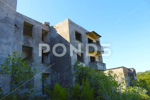 Decaying Relic: Abandoned Building on Sazan Island, Vlorë Stock Image ...