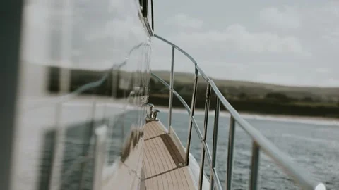 Deck and railing of boat rocking in sea,... | Stock Video | Pond5