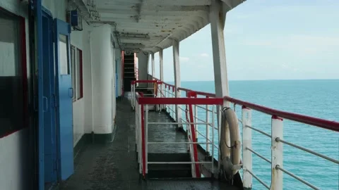 Deck on ferry sailing with sea wave back... | Stock Video | Pond5