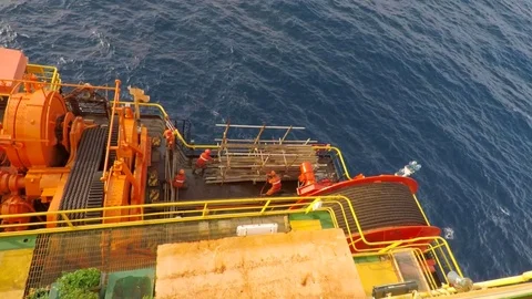 Deck scaffolding operation on offshore d... | Stock Video | Pond5