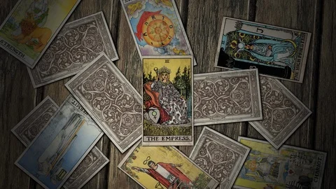 Deck of Tarot Cards Falling to Floor, Em... | Stock Video | Pond5