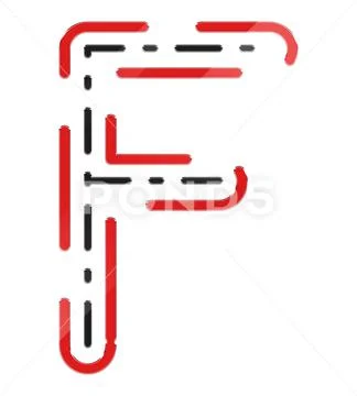 Decorative uppercase letter with dash-dotted line effect.Art font ...