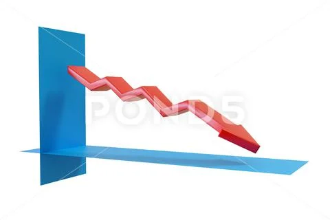 Decreasing growth chart with arrow in three dimensions. 3D illustration ...