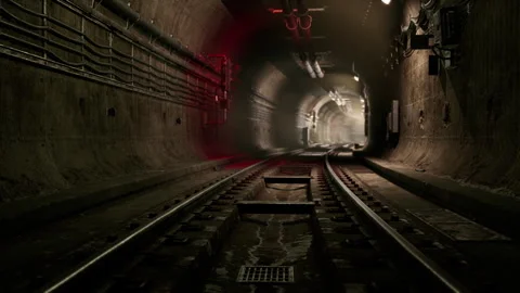 Deep metro tunnel under construction | Stock Video | Pond5