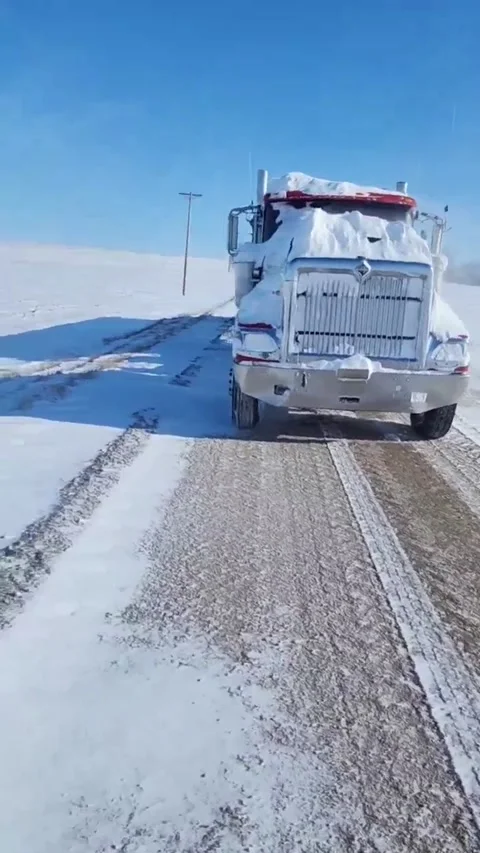 Deep Snow Bends Semi Bumper, Lindsay, Ne... | Stock Video | Pond5