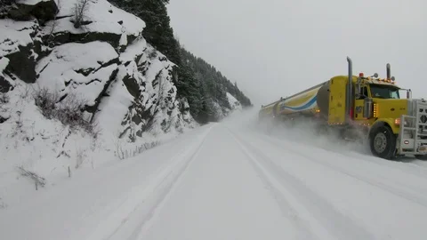 Deep Snow Blizzard Highway Semi Truck Pa... | Stock Video | Pond5