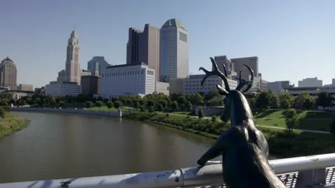 Deer statue on Main Street Bridge in Col... | Stock Video | Pond5