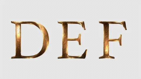 D,E,F Gold Letter Font Animation, Alpha ... | Stock Video | Pond5