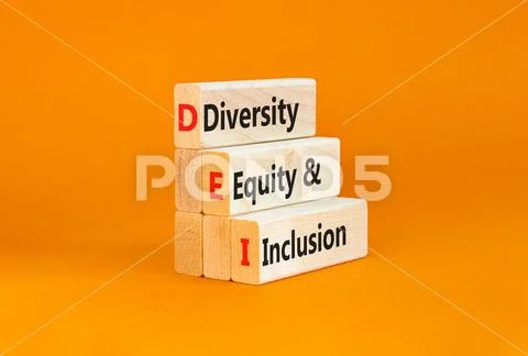 Photograph: DEI diversity equity and inclusion symbol. Concept words ...