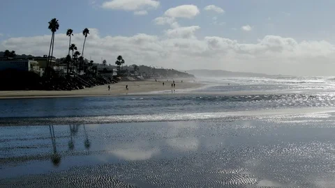 Del Mar North Beach, people walking and ... | Stock Video | Pond5