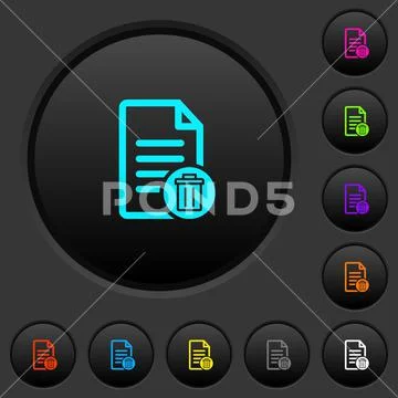 Delete document dark push buttons with color icons: Graphic #152023317