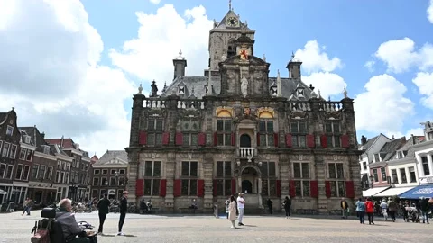 Delft, Netherlands: people on main squar... | Stock Video | Pond5