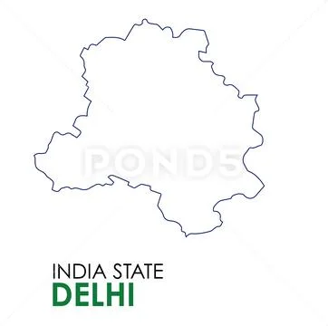 Delhi map of Indian state. Delhi map vector illustration. Delhi vector ...