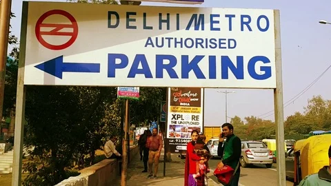 Delhi Metro Authorised Parking Sign Boar... | Stock Video | Pond5