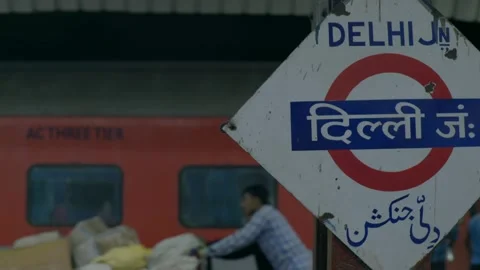 Delhi railway station sign board | Stock Video | Pond5
