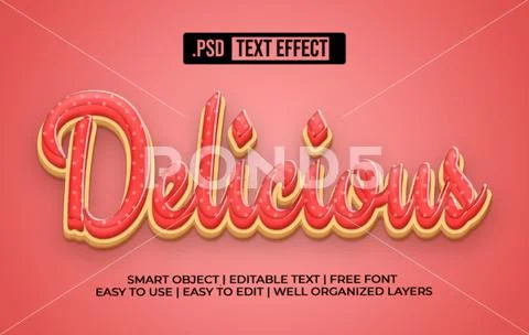 PSD Photoshop Template: Delicious 3D Text Effect #296185965