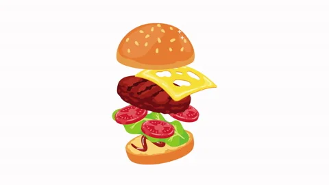 delicious burger fast food animation | Stock Video | Pond5