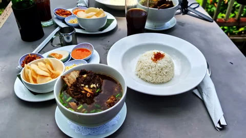 Delicious lunch in Bali island, table fu... | Stock Video | Pond5