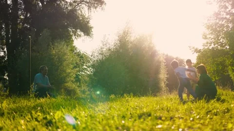 Delighted children run away from happy f... | Stock Video | Pond5