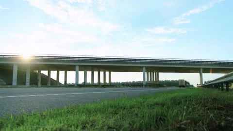 Delivery box cube van driving on highway... | Stock Video | Pond5