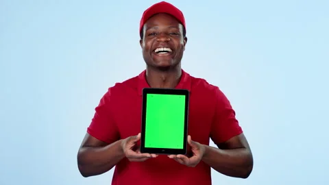 Delivery guy, green screen or black man ... | Stock Video | Pond5