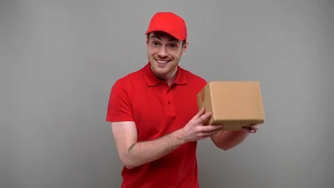 Delivery Man Dancing with Carton Box. De... | Stock Video | Pond5