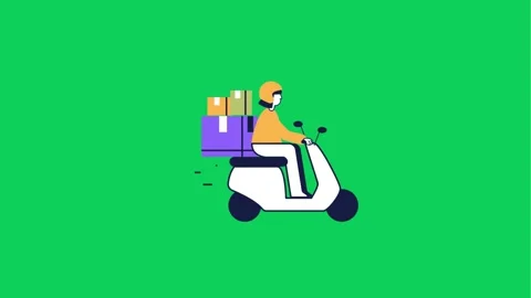 Delivery man riding a bike animation on ... | Stock Video | Pond5