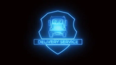 delivery service car logo neon light eff... | Stock Video | Pond5