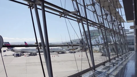 Delta airlines seen through window of La... | Stock Video | Pond5
