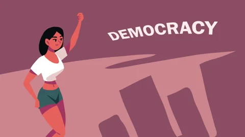 democracy lettering with woman animation | Stock Video | Pond5