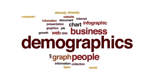 Demographics animated word cloud, text d... | Stock Video | Pond5
