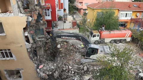 Demolition of a building with collapsed ... | Stock Video | Pond5