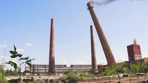 Demolition of old industrial brick pipe ... | Stock Video | Pond5