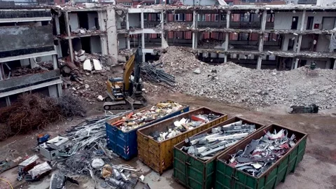 Demolition of a police station using bui... | Stock Video | Pond5