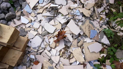 Demolition waste, old tiles from demolis... | Stock Video | Pond5