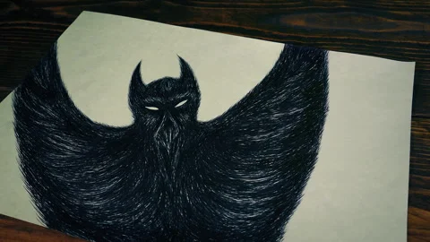 Demon Drawing Disturbing Art On Table | Stock Video | Pond5