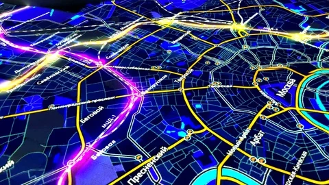 Demonstration of animated city map with ... | Stock Video | Pond5