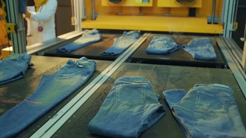 denim factory using laser beams to make ... | Stock Video | Pond5