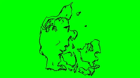 Denmark drawing outline map green screen... | Stock Video | Pond5